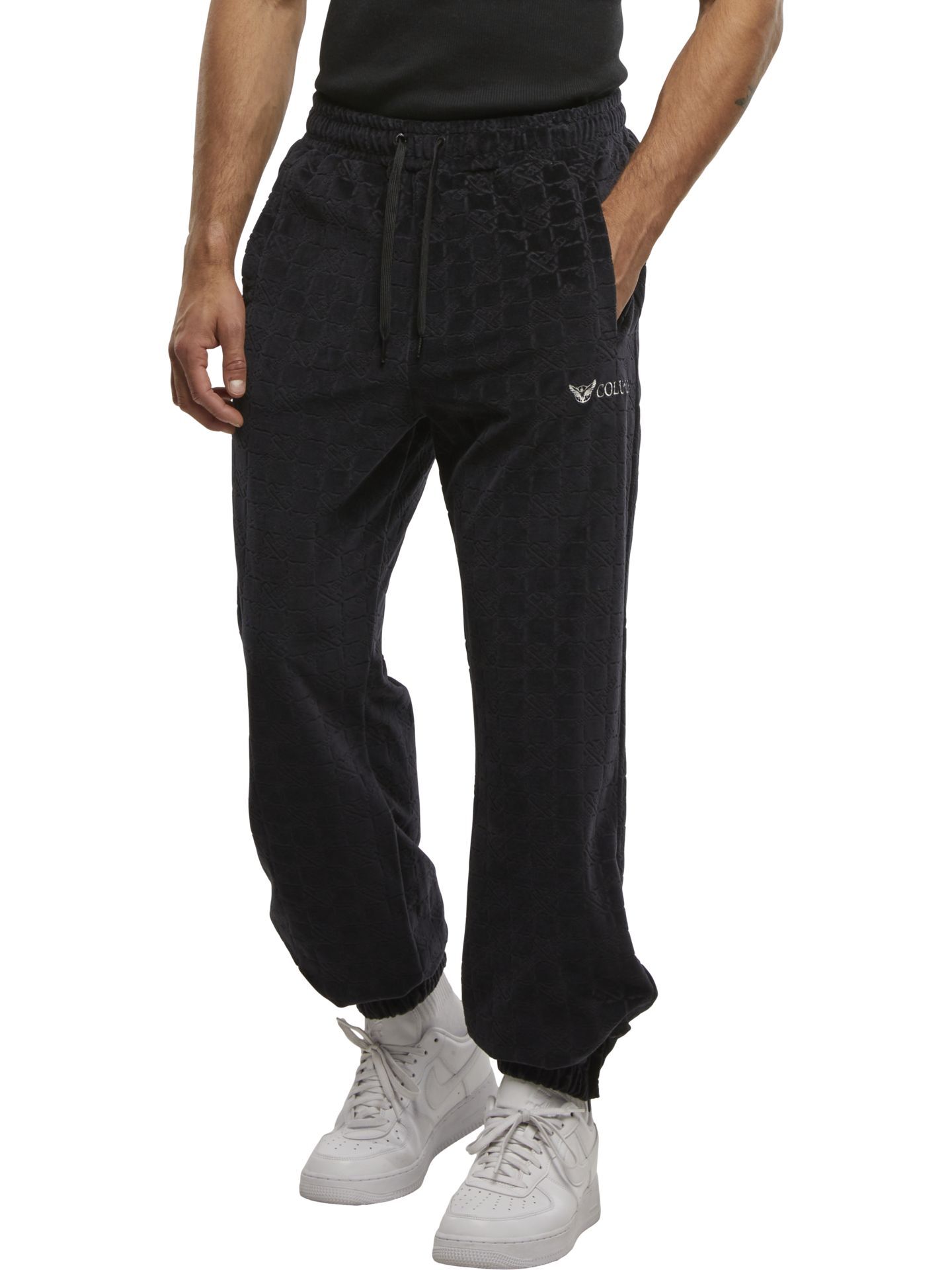 Men's velour tracksuit pants | Black | S | CL-C325-015-1-S