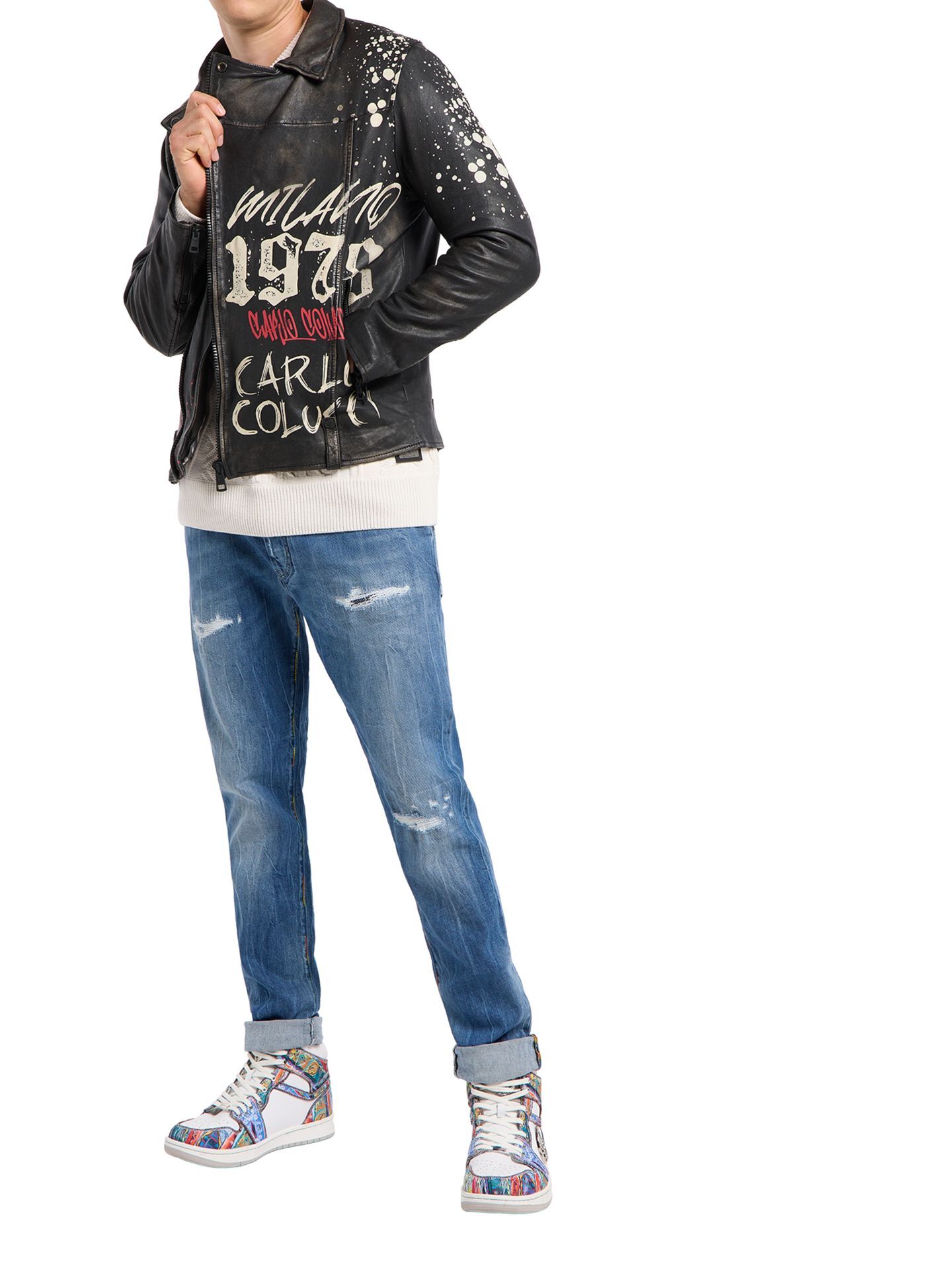 Airbrush leather jacket | Black | L | CC-202012-201-L