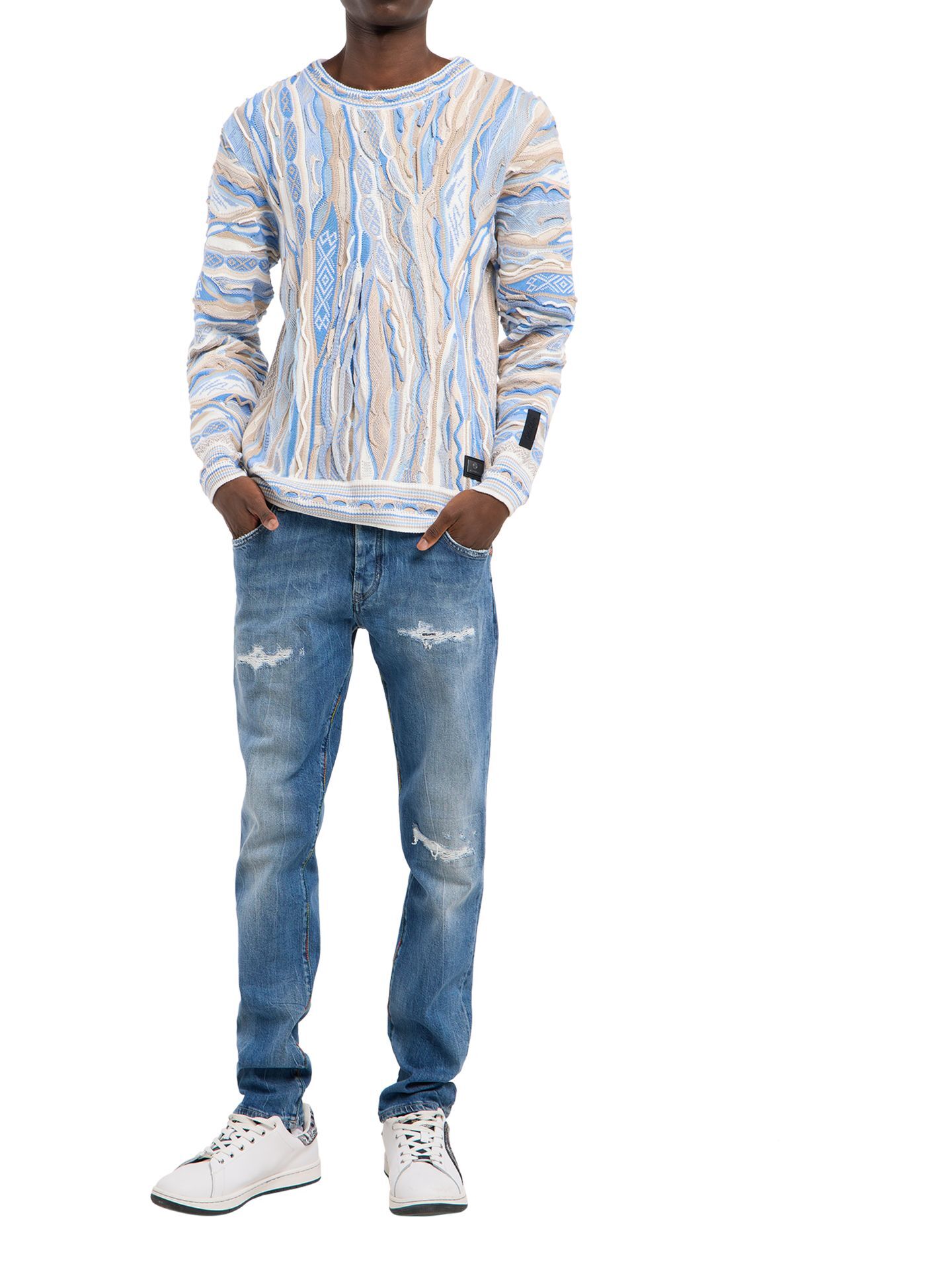 Jacquard knit jumper | Light blue | M | CC-C12509-151-M